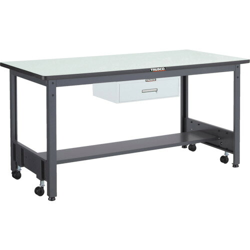 オレンジブック トラスコ中山　TRUSCOTRUSCO 中荷重作業台(500kg)CFW型 1800X900XH740 1段引出付 ダークグレー色 〔品番:CFWP1890F1〕[ 注番:2779498]特長●移動に便利なキャスター内蔵の作...
