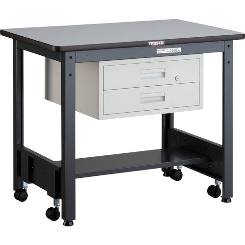 オレンジブック トラスコ中山　TRUSCOTRUSCO 中荷重作業台(500kg)CFW型 900X600XH740 2段引出付 ダークグレー色 〔品番:CFWP0960F2〕[ 注番:2779668]特長●移動に便利なキャスター内蔵の作業...