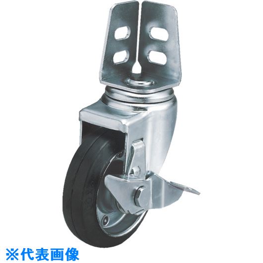 オレンジブック トラスコ中山　TRUSCOユーエイ アングル 自在 キャスター ゴム 車輪径50mm ストッパー付き Sタイプ SA-S型 取付寸法19×19，15.5 〔品番:SA50RS〕[ 注番:2783444]特長●アングルへの取り...