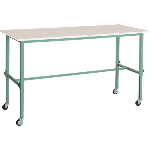 オレンジブック トラスコ中山　TRUSCOTRUSCO 軽荷重作業台高さ調節式(80kg)AEM型 1800X900XH718〜1018 φ75キャスター付 グリーン色 〔品番:RAEM1809C75〕[ 注番:2891174]特長●719...