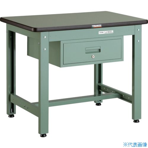 オレンジブック トラスコ中山　TRUSCOTRUSCO 中荷重作業台(800kg)GW型 1200X600XH740 1段引出付 グリーン色 〔品番:GWR1260F1〕[ 注番:3012107]特長●深めの引出しが付いており、ゆとりのある...