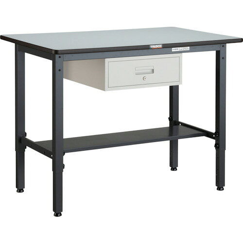 オレンジブック トラスコ中山　TRUSCOTRUSCO 軽荷重作業台高さ調節式(250kg)AWM型 900X600XH700〜910 1段引出付 ダークグレー色 〔品番:AWMR0960F1〕[ 注番:3015769]特長●700〜910...
