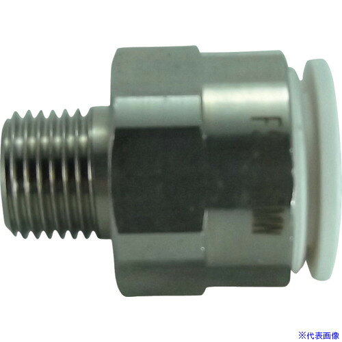オレンジブック トラスコ中山　TRUSCOチヨダ ファイブSUSメイルコネクタ 白 10mm・R1/8 〔品番:FS1001MW〕[ 注番:3137287]特長仕様●適合チューブ外径D(mm)：10●接続口径：R1/8●六角対辺(mm)：1...