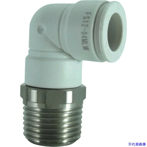 オレンジブック トラスコ中山　TRUSCOチヨダ ファイブSUSメイルエルボ 白 12mm・R1/2 〔品番:FS1204MLW〕[ 注番:3137601]特長仕様●適合チューブ外径D(mm)：12●接続口径：R1/2●六角対辺(mm)：2...
