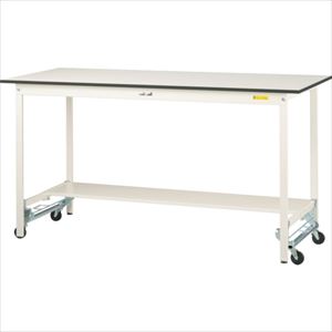 オレンジブック トラスコ中山　TRUSCOヤマテック 軽量作業台 ワークテーブル150シリーズ ワンタッチ移動タイプ 半面棚板付 W900×D750×H950mm シルキーホワイト 〔品番:SUPUH975TWW〕[ 注番:3242172]...