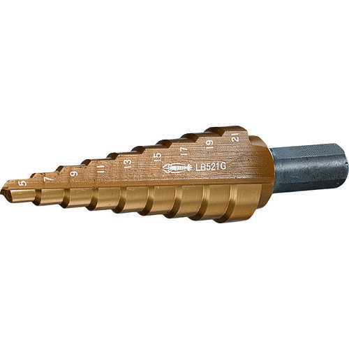 オレンジブック トラスコ中山　TRUSCOロブテックス ステージドリル Tinコーティング 5段 軸径10mm 4-12 〔品番:LB412AG〕[ 注番:3356442]特長●穴あけ、下穴拡大、修正・面取り、1本で様々な径に対応します。●...