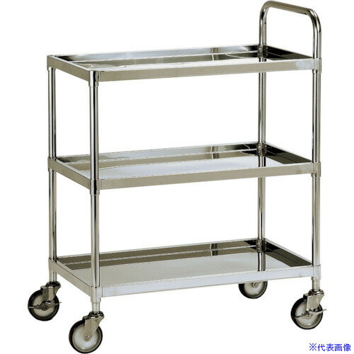 オレンジブック トラスコ中山　TRUSCOテックサス ステンレスワゴン3段タイプ(皿型タイプ) 750X450 スチールφ100ウレタン車 〔品番:WG3U7545E〕[ 注番:3610298]特長●完成品ですので、組立作業もなく、導入して...