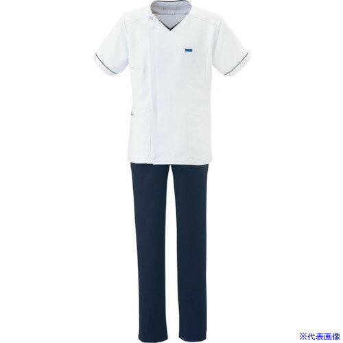 オレンジブック トラスコ中山　TRUSCOFOLK メンズジップスクラブ ホワイト×ネイビー L 〔品番:1016EW7L〕[ 注番:3614936]特長●スクラブの左脇に便利なループも装備しています。●SEK制菌加工なので、繊維上の黄色ぶ...