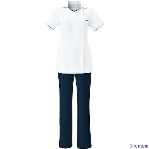 オレンジブック トラスコ中山　TRUSCOFOLK レディスジップスクラブ ホワイトXネイビー EL 〔品番:2018EW7EL〕[ 注番:3614960]特長●白衣と同じ白のジップスクラブ。白単色ではなく差し色にネイビーの切り替えが清潔感...