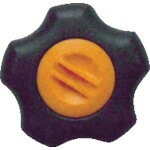 オレンジブック トラスコ中山　TRUSCO三星 フィットノブ M8 本体/黒 キャップ/橙 (5個入り) 〔品番:FITKM8O5P〕[ 注番:3633012]特長●コインなどで回すだけの簡単着脱です。●豊富なカラーバリエーションです。仕様...