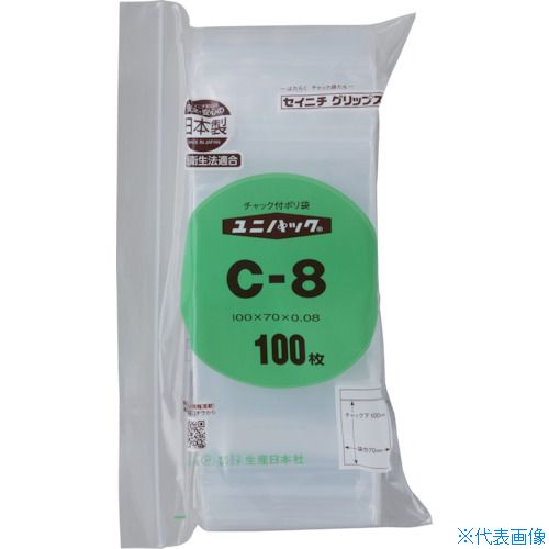 オレンジブック トラスコ中山　TRUSCOセイニチ 「ユニパック」 C−8 100×70×0.08 100枚入 〔品番:C8100〕[ 注番:3688970]特長●フィルム厚0.08mmの耐衝撃性に優れたチャック付ポリエチレン袋です。用途●...