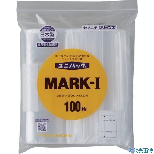 オレンジブック トラスコ中山　TRUSCOセイニチ 「ユニパック」 MARK−I 280×200×0.04 100枚入 〔品番:MARKI100〕[ 注番:3690492]特長●チャック付ポリエチレン袋で白ベタの印刷があり、ボールペンで文字...
