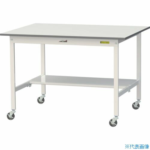 オレンジブック トラスコ中山　TRUSCOヤマテック 軽量作業台 ワークテーブル150シリーズ 移動式 半面棚付 低圧メラミン天板 W1200×D900×H825mm シルキーホワイト 〔品番:SUPC1290TWW〕[ 注番:369232...