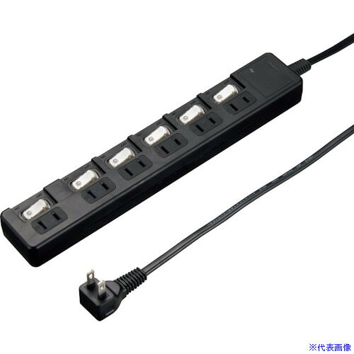 オレンジブック トラスコ中山　TRUSCOYAZAWA 雷ガード付6個口節電タップ0.3mブラック 〔品番:H8KS6603BK〕[ 注番:3696628]特長●雷ガード・個別スイッチ・シャッター充実の安全機能付です。用途●家庭やオフィスの...