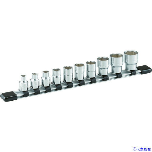 オレンジブック トラスコ中山　TRUSCOTONE ソケットセット(6角・ホルダー付) 10pcs 差込角9.5mm 〔品番:HS310〕[ 注番:3698475]特長●ソケットの取り外しが容易なアルミタイプのソケットホルダで作業効率がアッ...