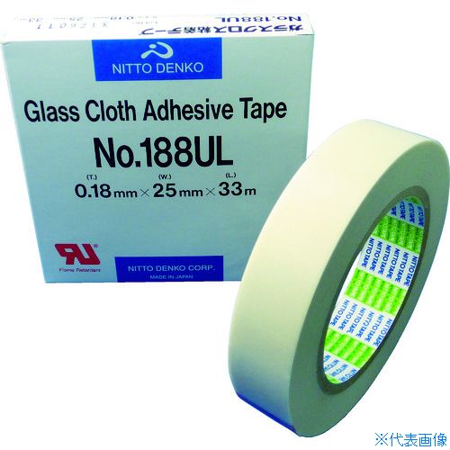 オレンジブック トラスコ中山　TRUSCO日東 ガラスクロス粘着テープ NO.188UL 0.18mm×25mm×33m 〔品番:188UL25〕[ 注番:3776867]特長●通常使用温度180℃で耐熱性に優れています。●難燃性に優れてい...