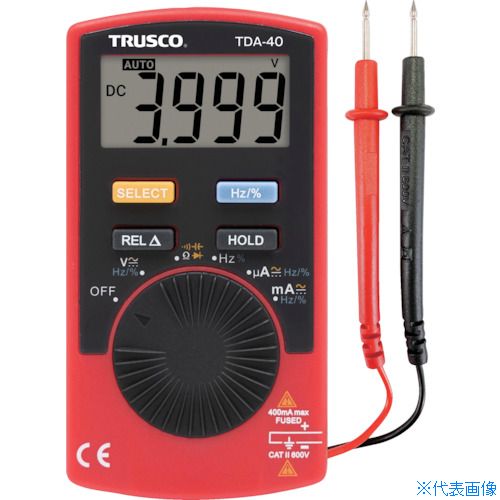 オレンジブック トラスコ中山　TRUSCOTRUSCO デジタルカードマルチメータ 〔品番:TDA40〕[ 注番:3783705]特長●厚さ10.8mm、重さ76gと持ち運びに便利なカードタイプです。●電池を切り忘れても電池の消耗を防ぐスリ...