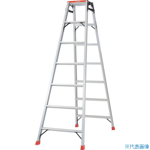 オレンジブック トラスコ中山　TRUSCOTRUSCO 天板乗り防止ペイントはしご兼用脚立 アルミ合金製・脚カバー付 高さ1.98m 〔品番:PTHK210〕[ 注番:3806510]特長●天板乗りを防止する為に天板がオレンジ色になっていま...