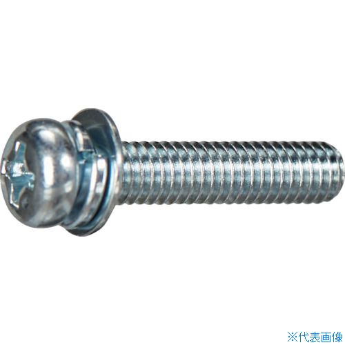 オレンジブック トラスコ中山　TRUSCOTRUSCO ナベ頭座金組込ねじ P=4 三価白 M4×30 10本入 (ばね座金+JIS小形ワッシャー付き) 少量パック 〔品番:Y8570430〕[ 注番:3816823]特長●一般的な十字穴の...