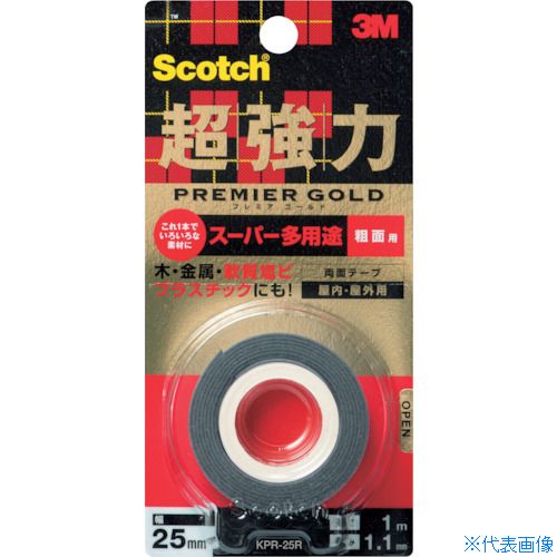 オレンジブック トラスコ中山　TRUSCO3M スコッチ 超強力両面テープ プレミアゴールド スーパー多用途 粗面用 25mm×1m 〔品番:KPR25R〕[ 注番:3892952]特長●粗面にも使用可能です。用途●木、金属、塩化ビニール、...