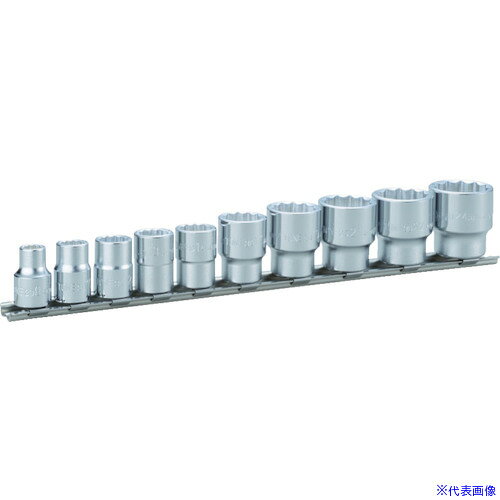 オレンジブック トラスコ中山　TRUSCOTONE ソケットセット(12角・ホルダー付) 10pcs 差込角9.5mm 〔品番:HD310A〕[ 注番:3964400]特長●ソケットの取り外しが容易なアルミタイプのソケットホルダで作業効率が...