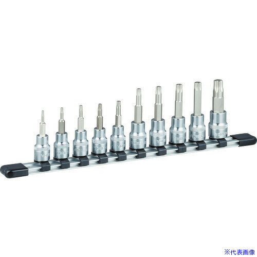 オレンジブック トラスコ中山　TRUSCOTONE トルクスソケットセット(強力タイプホルダー付) 10pcs 〔品番:HTX310〕[ 注番:3964655]特長●強力タイプのトルクス［［R下］］ソケットです。●早回しに便利なローレット加...