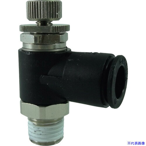 オレンジブック トラスコ中山　TRUSCOチヨダ ファイブスピードコントローラα メーターアウト10mm・R1/4 〔品番:F10R02SCO〕[ 注番:4234499]特長●ニードル弁の回転数が多いので、滑らかな速度制御が可能。●難燃性P...