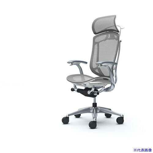 オレンジブック トラスコ中山　TRUSCOOKAMURA コンテッサセコンダ 固定肘 座メッシュ 大型ヘッド5本脚 ポリッシュ ホワイト ランバー無ハンガー付 張地色ミディアムグレー 〔品番:CC46BWFPH2〕[ 注番:4258188]...