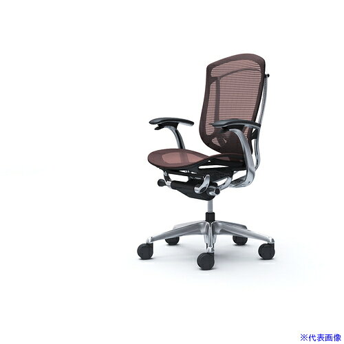 オレンジブック トラスコ中山　TRUSCOOKAMURA コンテッサセコンダ 固定肘 座メッシュ ハイバック5本脚 ポリッシュ ブラック ランバー付ハンガー無 張地色ダークブラウン 〔品番:CC41BSFPG8〕[ 注番:4261481]特...