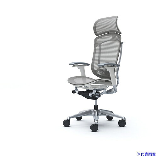 オレンジブック トラスコ中山　TRUSCOOKAMURA コンテッサセコンダ 可動肘 座メッシュ 大型ヘッド5本脚 ポリッシュ ホワイト ランバー付ハンガー無 張地色ミディアムグレー 〔品番:CC85BZFPH2〕[ 注番:4264611]...