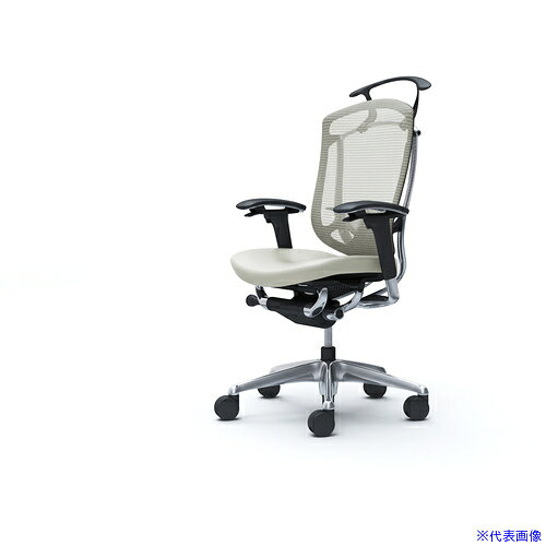 オレンジブック トラスコ中山　TRUSCOOKAMURA コンテッサセコンダ可動肘 背メッシュ座革 ハイバック5本脚 ポリッシュ ブラック ランバー付ハンガー付 張地色ホワイト 〔品番:CC84BSFPT2〕[ 注番:4269350]特長仕...