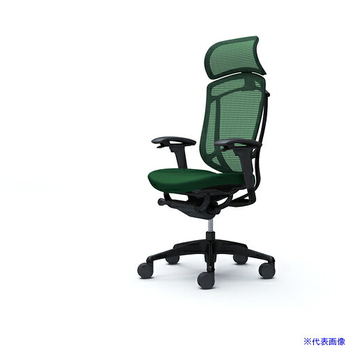 オレンジブック トラスコ中山　TRUSCOOKAMURA コンテッサセコンダ 可動肘 座クッション 大型ヘッド5本脚 ブラック ブラック ランバー無ハンガー無 張地色ダークグリーン 〔品番:CC87MRFPD5〕[ 注番:4277085]特...
