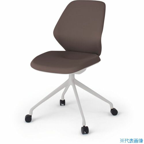 オレンジブック トラスコ中山　TRUSCOITOKI キュアチェア 4本脚 クロスバック 肘無 ナイロン双輪キャスター付 脚ライトグレー 本体ライトグレー 布地チョコレートブラウン 〔品番:KG940PVNNH2〕[ 注番:4313575]...