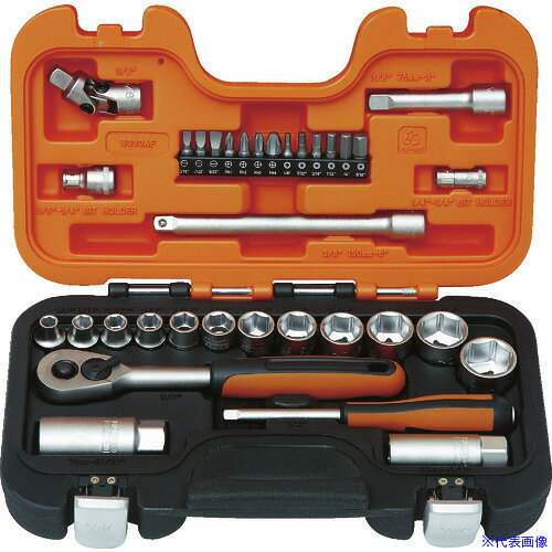 オレンジブック トラスコ中山　TRUSCOBAHCO インチソケットセット 1/4 3/8 差込角6.35mm 9.5mm 〔品番:S330AF〕[ 注番:4371348]特長●標準的な整備に適しています。●BAHCOツールセットのエントリ...