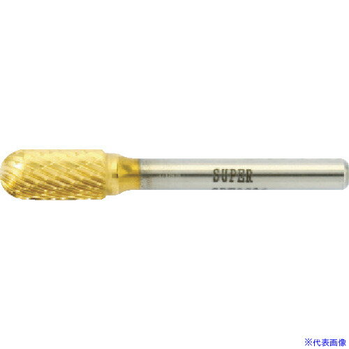 オレンジブック トラスコ中山　TRUSCOスーパー スーパー超硬バー チタンコーティング オール超硬タイプ 先丸円筒型(ダブルカット)刃径:5.0mm 軸径:6.0mm 〔品番:SBT2C03〕[ 注番:4515838]特長●チタン（Tin...