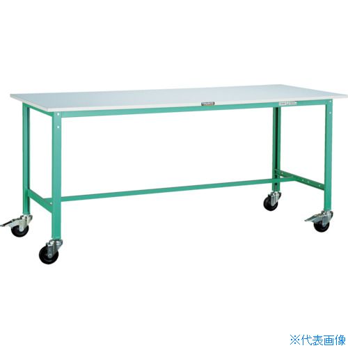 オレンジブック トラスコ中山　TRUSCOTRUSCO 軽荷重作業台(150kg)AE型 1500X750XH845 φ100キャスター付 グリーン色 〔品番:RAE1500C100YG〕[ 注番:4545508]特長●リノリューム張天板を...