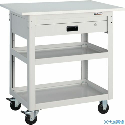 オレンジブック トラスコ中山　TRUSCOTRUSCO ツールワゴン ドルフィン 天板付 900X600 1段引出 ホワイト 〔品番:DLWS973TVW〕[ 注番:4548116]特長●車軸と共に車輪もロックするダブルロック式のキャスター...