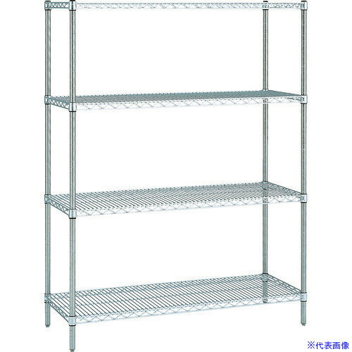 オレンジブック トラスコ中山　TRUSCOERECTA スーパーシリーズ・ステンレスワイヤーシェルフ 間口1212mm×奥行613mm×高さ1384mm(PS) DB付 4段 〔品番:SLS1220PS1390W4〕[ 注番:4565053...