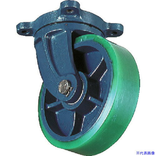 オレンジブック トラスコ中山　TRUSCOKYOMACHI ダクタイル自在金具付ウレタン車輪 250Ф×90 〔品番:FHJ250X90〕[ 注番:4584015]特長●鋳物製のため、振動や音を吸収し、プレス製車輪と比べ許容荷重が高いです。...