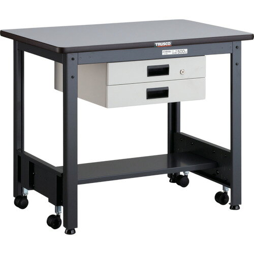 オレンジブック トラスコ中山　TRUSCOTRUSCO 中荷重作業台(500kg)CFW型 900X600XH740 薄型2段引出付 ダークグレー色 〔品番:CFWP0960UDK2〕[ 注番:4667981]特長●移動に便利なキャスター内...