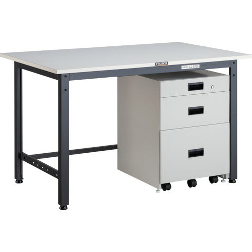 オレンジブック トラスコ中山　TRUSCOTRUSCO 軽荷重作業台(400kg)LEW型 1200X750XH740 3段キャビネット付 ダークグレー色 〔品番:LEWP1200UDK111〕[ 注番:4670833]特長●深さの異なる3...