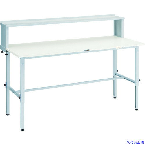 オレンジブック トラスコ中山　TRUSCOTRUSCO 軽荷重作業台高さ調節式(150kg)AEM型 1800X750XH954〜1254(全高) 上棚付 ホワイト色 〔品番:RAEM1800YURBW〕[ 注番:4672496]特長●65...