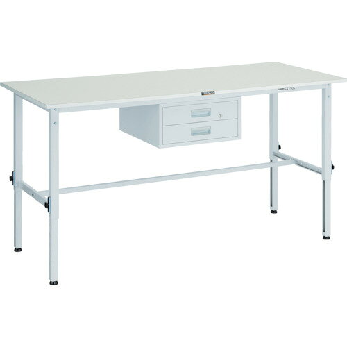 オレンジブック トラスコ中山　TRUSCOTRUSCO 軽荷重作業台高さ調節式(150kg)AEM型 1800X900XH650〜950 2段引出付 ホワイト色 〔品番:RAEM1809F2W〕[ 注番:4672500]特長●650〜950...