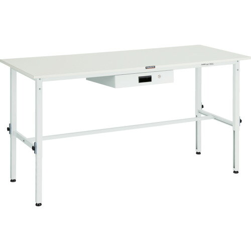 オレンジブック トラスコ中山　TRUSCOTRUSCO 軽荷重作業台高さ調節式(150kg)AEM型 1800X900XH650〜950 薄型1段引出付 ホワイト色 〔品番:RAEM1809UDK1W〕[ 注番:4672526]特長●650...