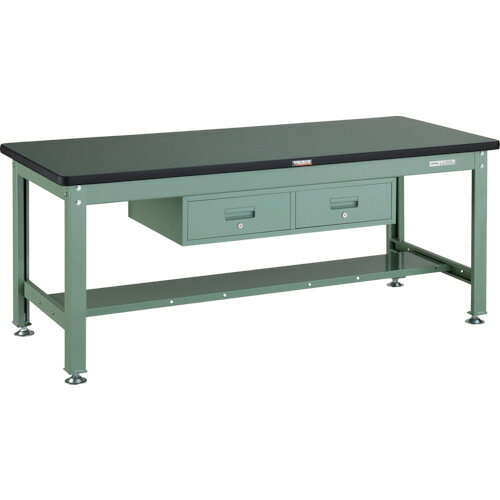 オレンジブック トラスコ中山　TRUSCOTRUSCO 中荷重作業台(2000kg)DW型 1800X750XH740 2列引出付 グリーン色 〔品番:RDW1800FL2〕[ 注番:4672593]特長●深めの引出しを2列設置しており、工...