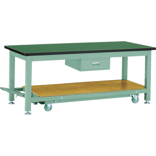 オレンジブック トラスコ中山　TRUSCOTRUSCO 重荷重作業台移動式(3000kg)TWC型 1800X900XH740 1段引出付 グリーン色 〔品番:RTWC1809F1〕[ 注番:4672763]特長●本体は構造用鋼管、圧延鋼材...