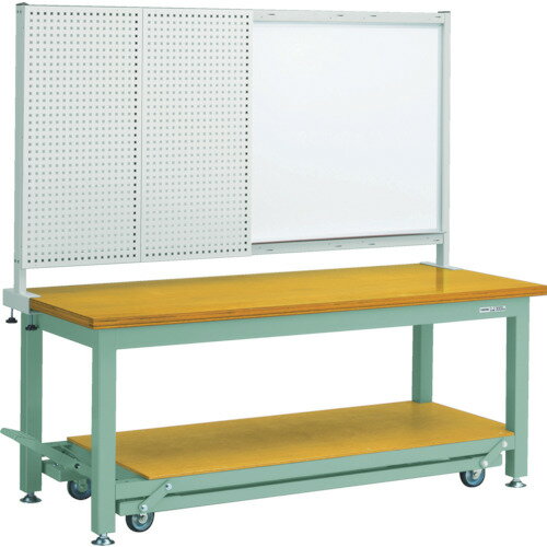 オレンジブック トラスコ中山　TRUSCOTRUSCO 重荷重作業台移動式(3000kg)TWC型 1500X750XH1740(全高) 前パネル付 グリーン色 〔品番:TWC1500P1〕[ 注番:4673409]特長●本体は構造用鋼管、...