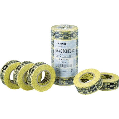 オレンジブック トラスコ中山　TRUSCOカモ井 マスキングテープ車両塗装用 CHECK3 幅20mm×長さ18m 厚さ0.09mm イエロー/ブラック 〔品番:CHECK3JAN20〕[ 注番:4730011]特長●塗料の色止まり具合が一...