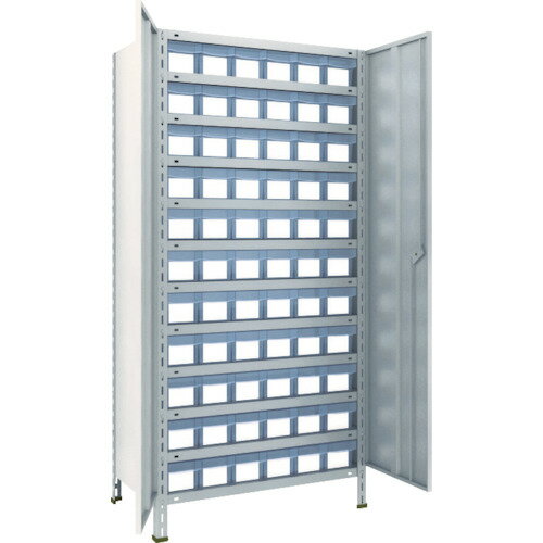 オレンジブック トラスコ中山　TRUSCOTRUSCO スチールラック 軽量棚扉付 875X450X1800樹脂引出透明小X66 ネオグレー 〔品番:63XT812C11〕[ 注番:5043654]特長●引き出しは、仕切り板の追加により、自...