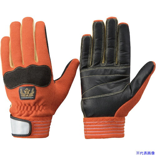 オレンジブック トラスコ中山　TRUSCOトンボレックス 消防活動用耐切創手袋 オレンジ 消防団マーク 〔品番:K703HTRDS〕[ 注番:5217829]特長●掌全体に銀付き滑り止め加工人工皮革（NX-3000）を使用し、ハンディータッ...